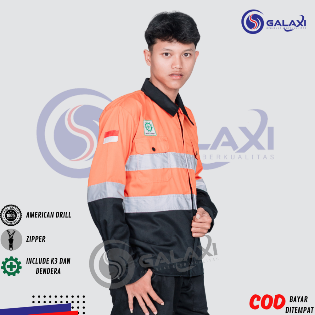 Jual Seragam Kerja Wearpack Airflow OREN kombinasi HITAM Bahan American ...