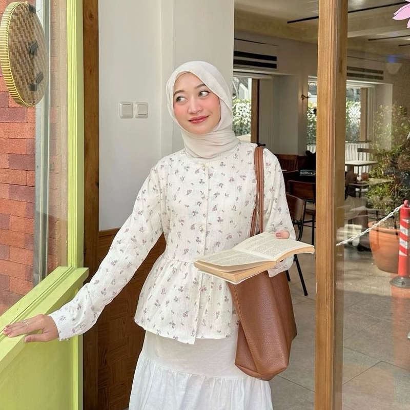Jual Ghamara • LANA BLOUSE | atasan bunga crinkle wanita | Floral ...