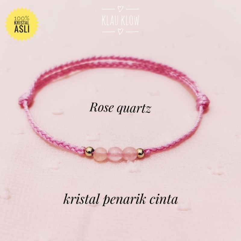 Jual Gelang kristal Rose quartz tali pink 4mm,100% kristal asli (M45 ...