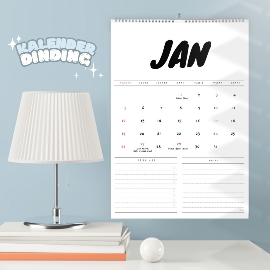 Jual Kalender Dinding 2025 / 2026 - Kalender Aesthetic 2025 / 2026 - A4 ...