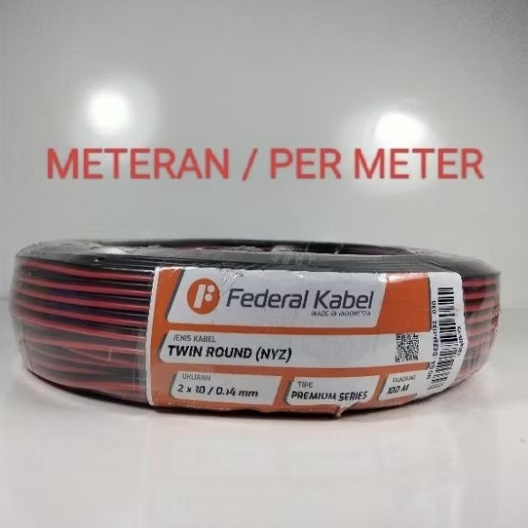 Jual METERAN FEDERAL KABEL TWIN ROUND 2X10 NYZ PREMIUM SERIES | Shopee ...