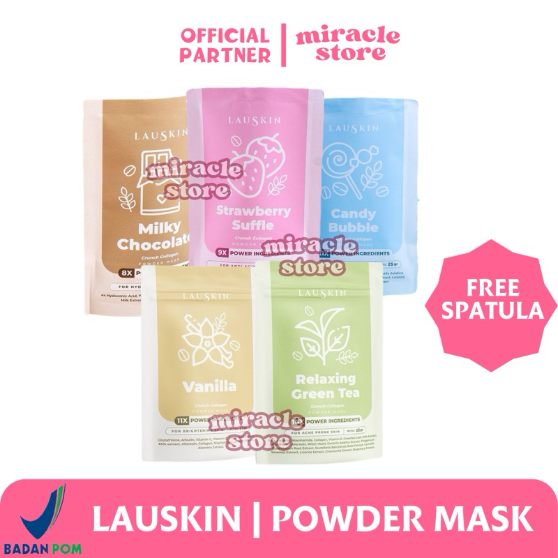 Jual [MIRACLE STORE] LAUSKIN MASKER BUBUK VIRAL GREENTEA VANILLA COTTON ...
