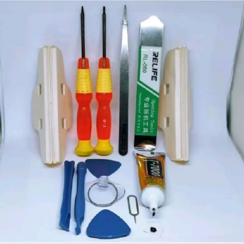 Jual PAKET KUMPLIT OBENG SET 10 IN 1 CONGKELAN LCD PENJEPIT LCD 2PCS LEM T7000 15ML | Shopee ...