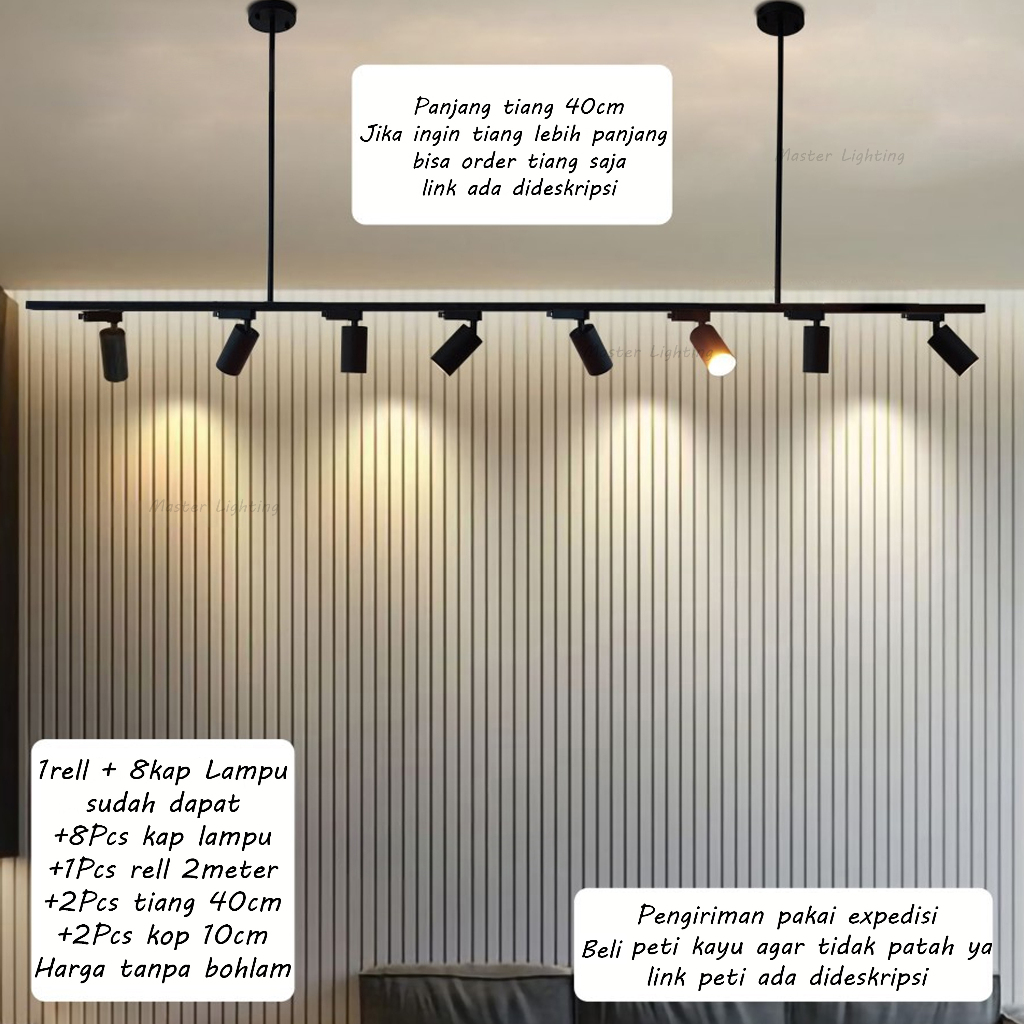 Jual Lampu gantung sorot rell spotlight tiang plafon tinggi track rell ...