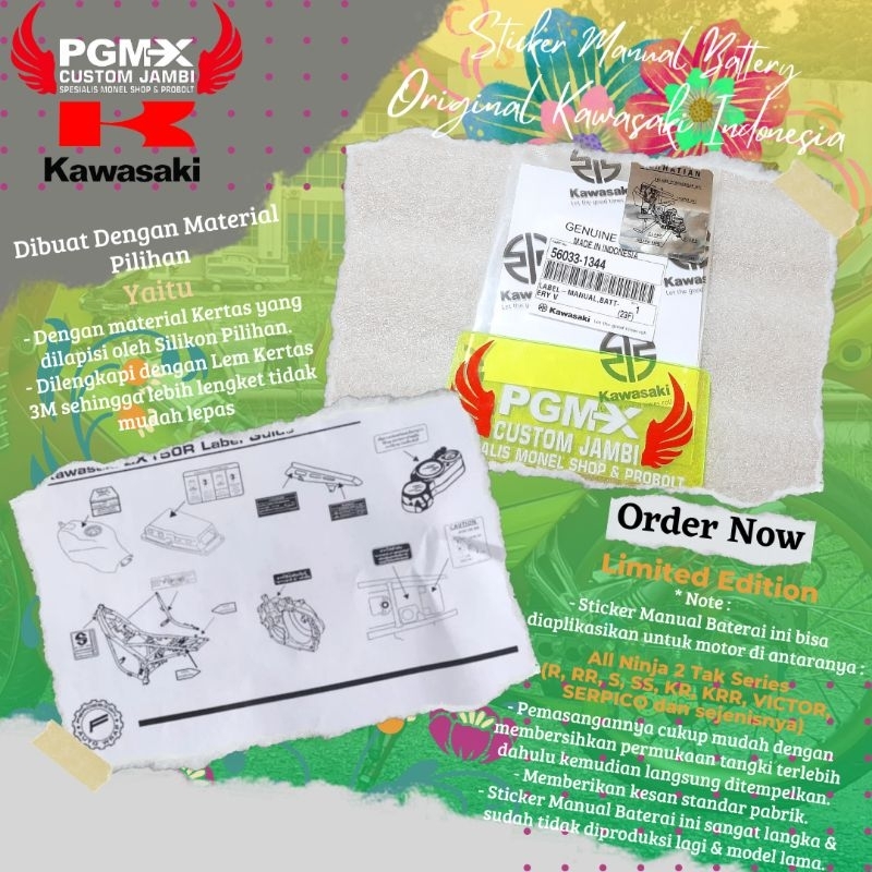 Jual Sticker Manual Battery Ninja R RR KR ZX SS 2 Tak Original Kawasaki ...