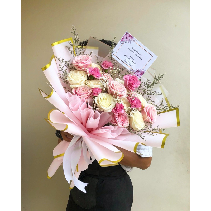 Jual INSTANT SAMEDAY Pinky Sweet Bouquet Fresh Flowers Buket Bunga Asli ...