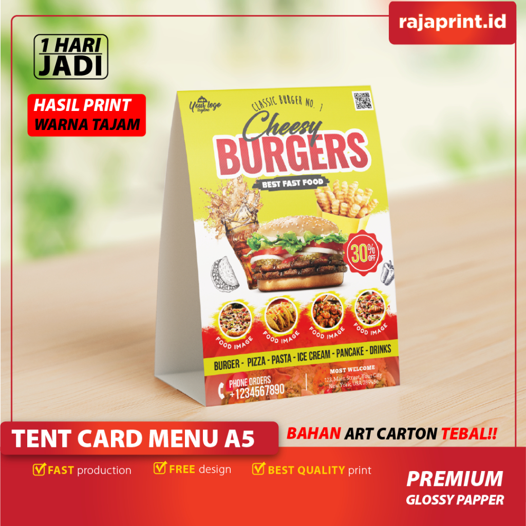 Jual TENT CARD HIASAN ATAS MEJA / TENCARD MENU / PROMO / NOMOR MEJA ...