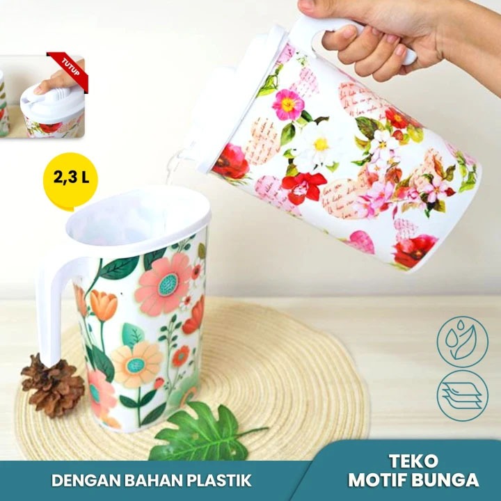 Jual Teko Set Gelas Plastik Tempat Air Minum 2.2 L Teko Ceret Eskan Esgan Air Teapot Water Jug ...