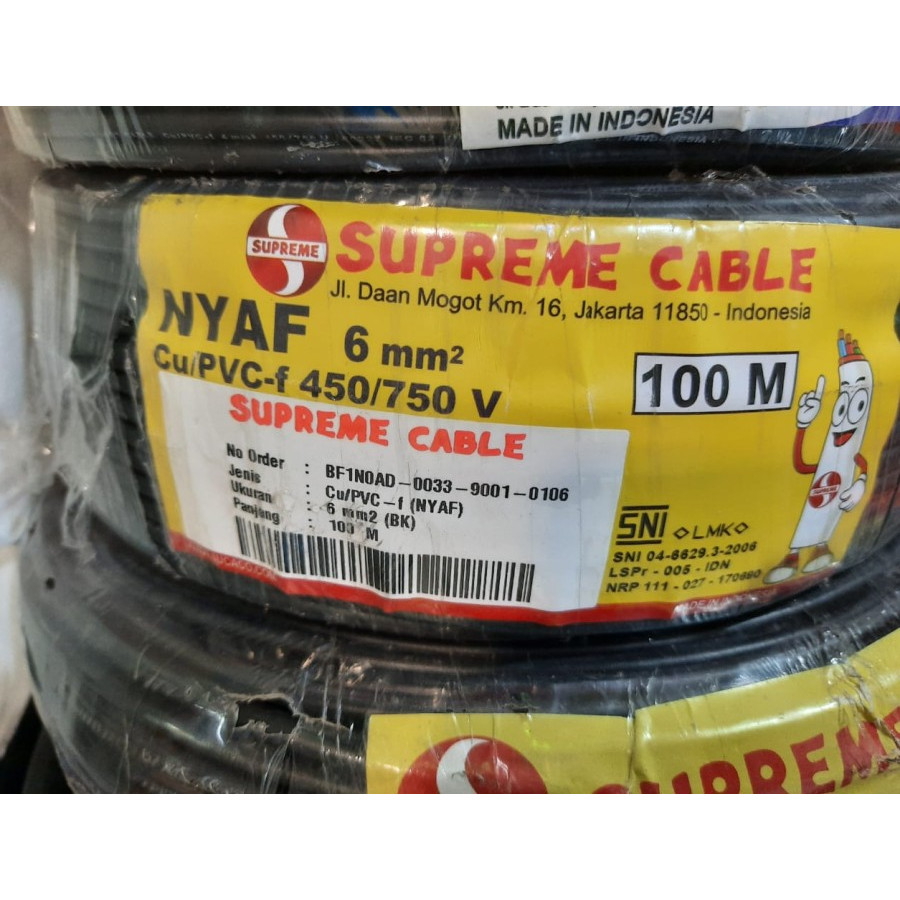 Jual KABEL NYAF 6MM 6 mm SUPREME METERAN ECERAN POTONGAN SERABUT 1X6MM | Shopee Indonesia