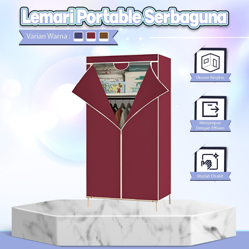 Jual Lemari Portable Serbaguna Bahan Kain Resleting Bisa Tempat Pakaian ...