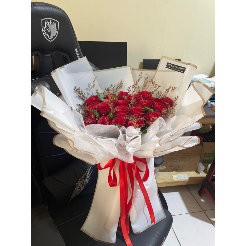 Jual 20 STEM FRESH ROSE BOUQEUT | BUNGA MAWAR BUKET ASLI SEGAR | BUKET ...
