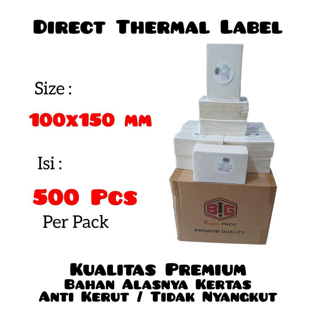 Jual Kertas Sticker Label Thermal Lipat Resi 100x150 mm isi 500 pcs ...