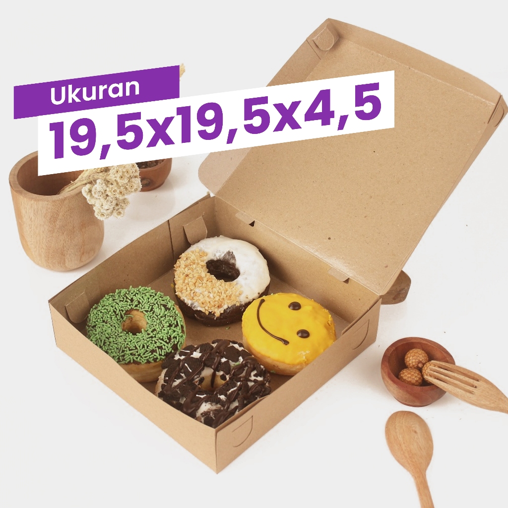 Jual 2020KD Kotak Donat Isi 4 Pcs (Ukuran 20x20x5,5 cm) - Kardus Donut ...