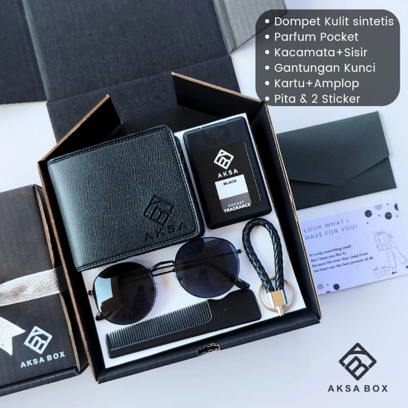 Jual AKSABOX Hampers Kado Cowok Dompet Kulit Sintetis Gift Box Ulang ...