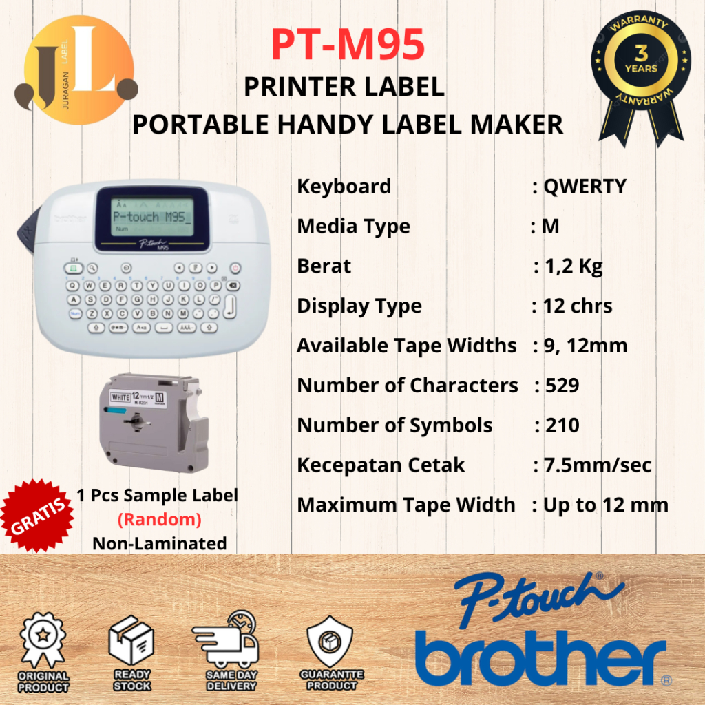Jual BROTHER PTouch PT-M95 | PTM95 - Printer Label Stiker - Portable ...