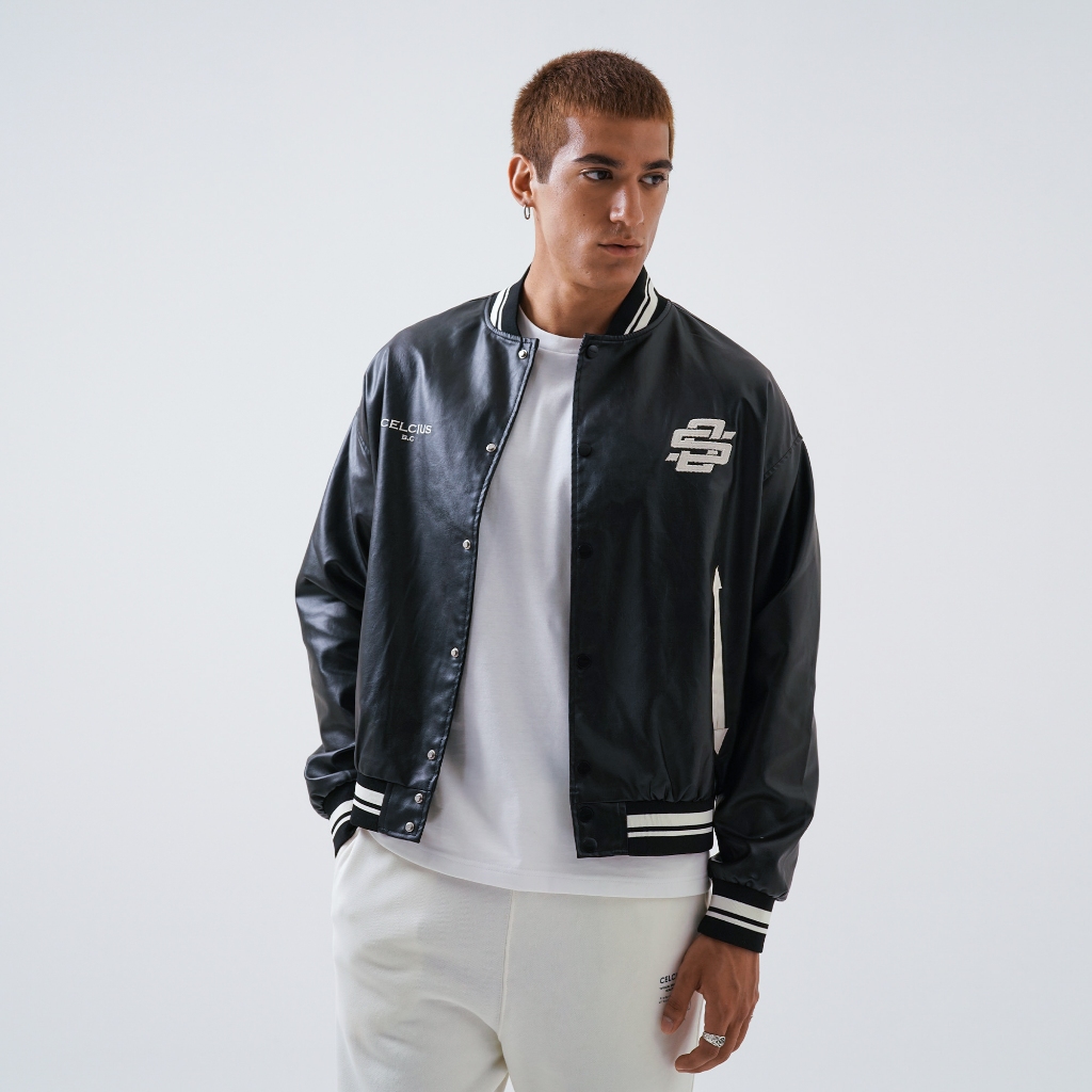 Jual CELCIUS Sports Varsity Baseball Jacket Kulit I31000279C Hitam ...