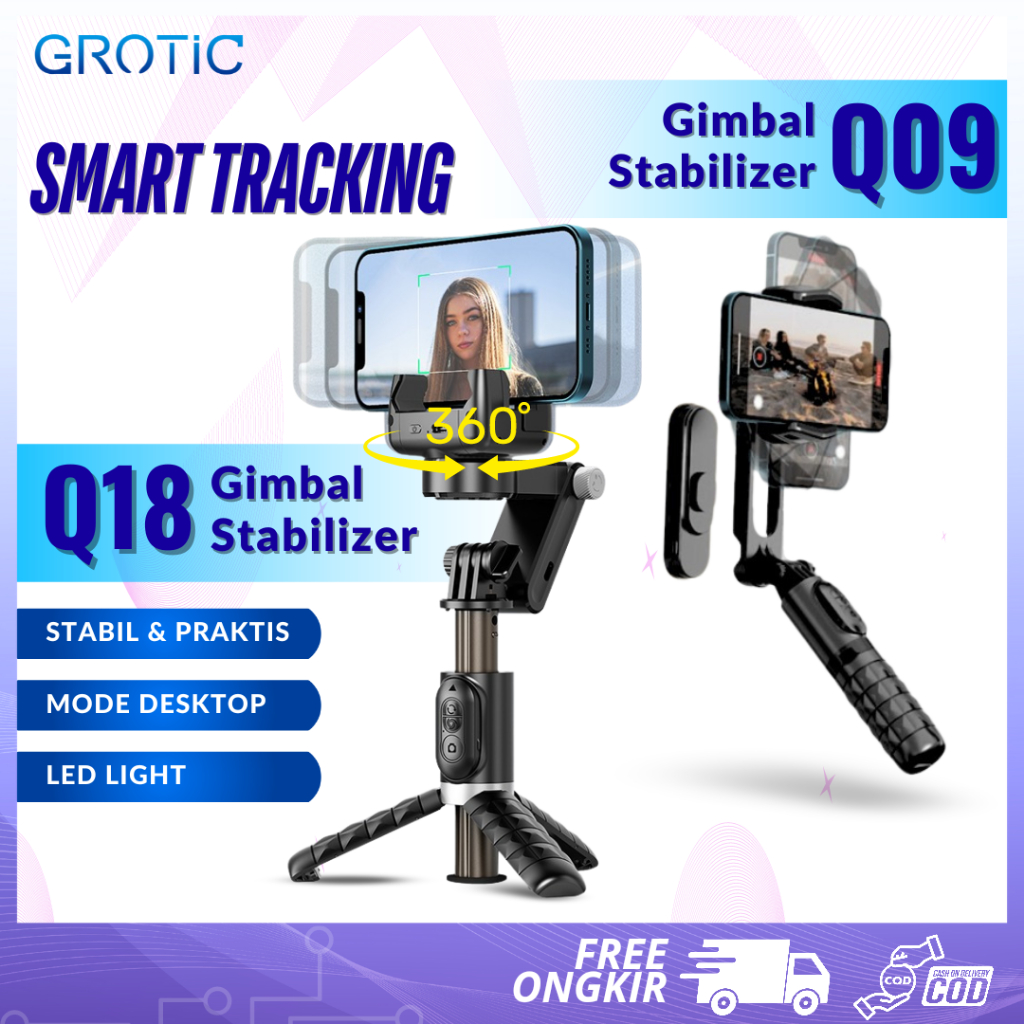 Jual GROTIC Gimbal Stabilizer Handphone Tongsis Monopod Portable Auto Balance With Remote ...