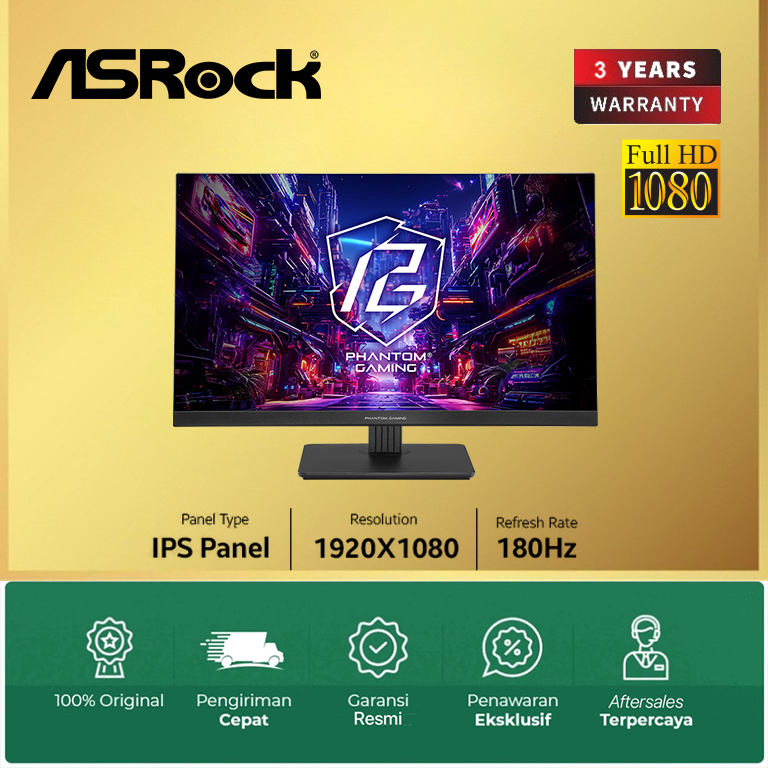 Jual Monitor LED ASRock Phantom Gaming PG27FFT1B - Full HD 180Hz 27 ...