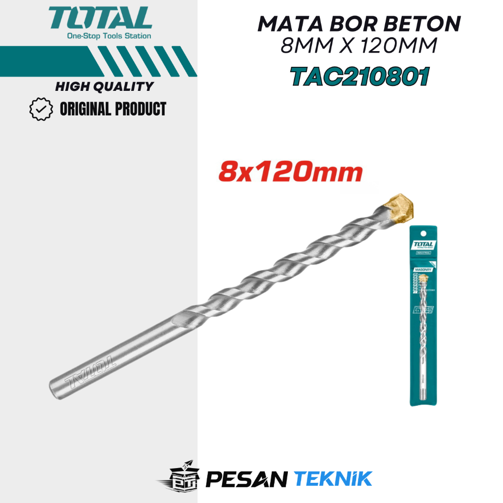 Jual Mata Bor Tembok Beton 8mm x 120mm Masonry Drill Bit TOTAL TAC210801 | Shopee Indonesia