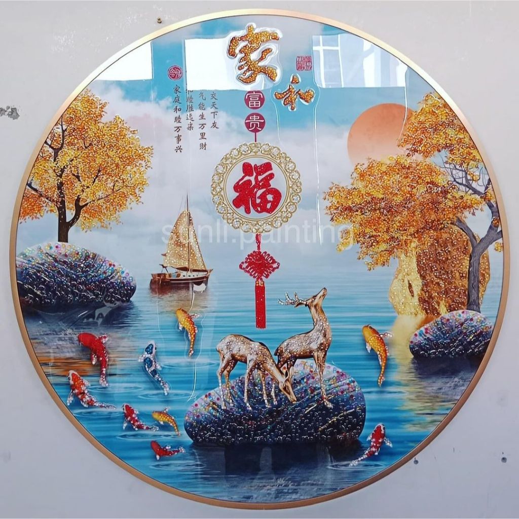 Jual Lukisan Dinding Diamond Crystal Painting 5D Bentuk Bulat Frame ...