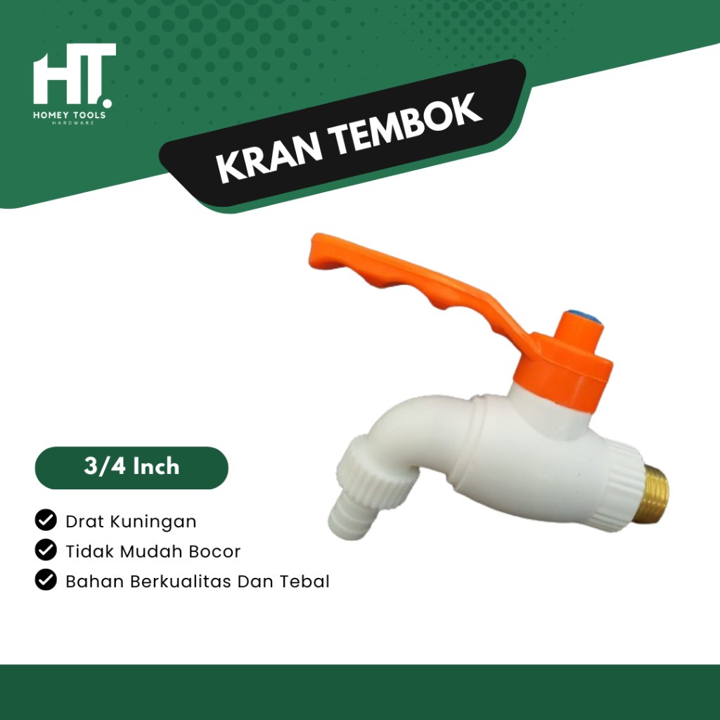 Jual Kran Tembok PVC Jumbo 3/4 Inch / Kran Taman 3/4 Inch / Kran Air ...
