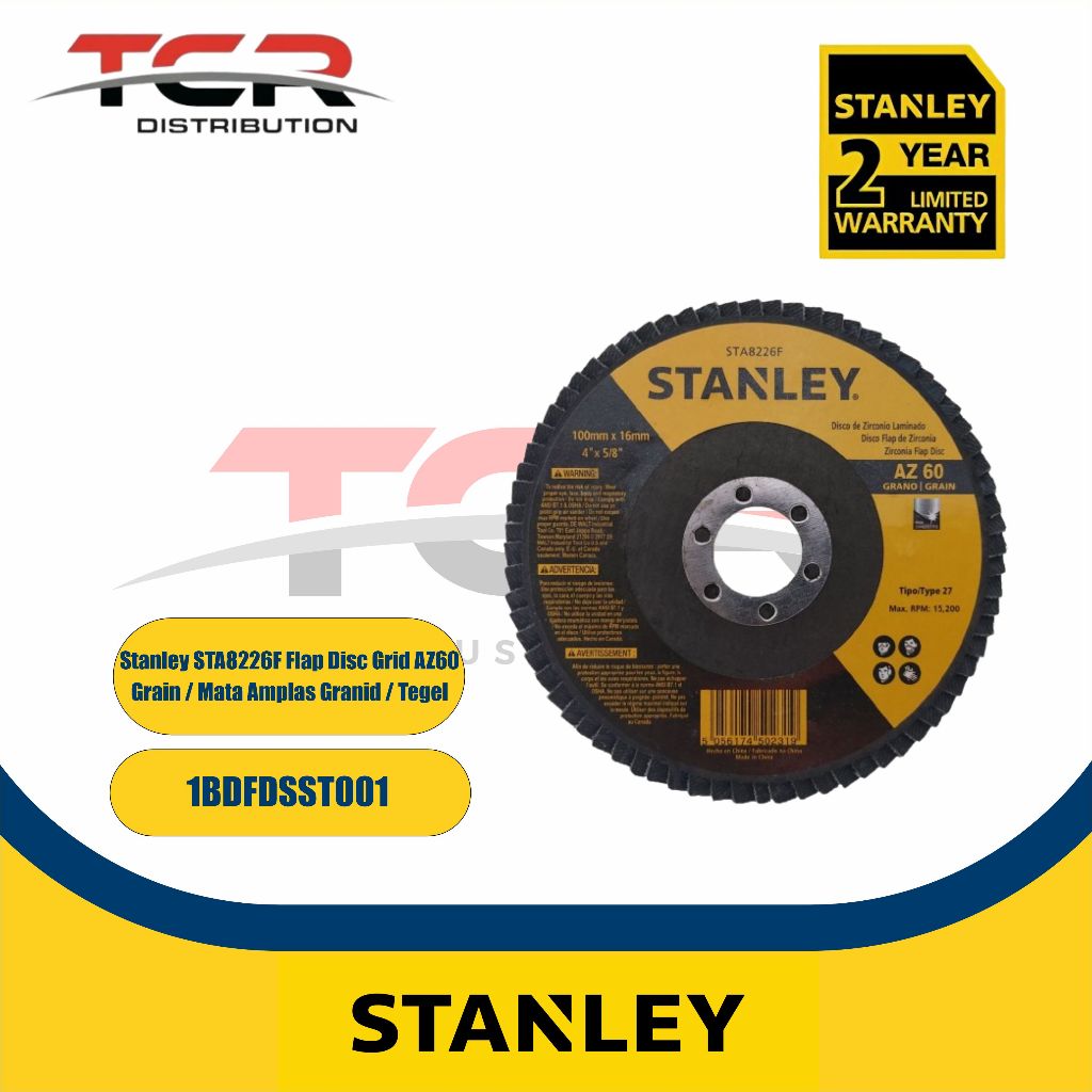Jual Stanley STA8226F Flap Disc Grid AZ60 Grain / Mata Amplas Granid ...