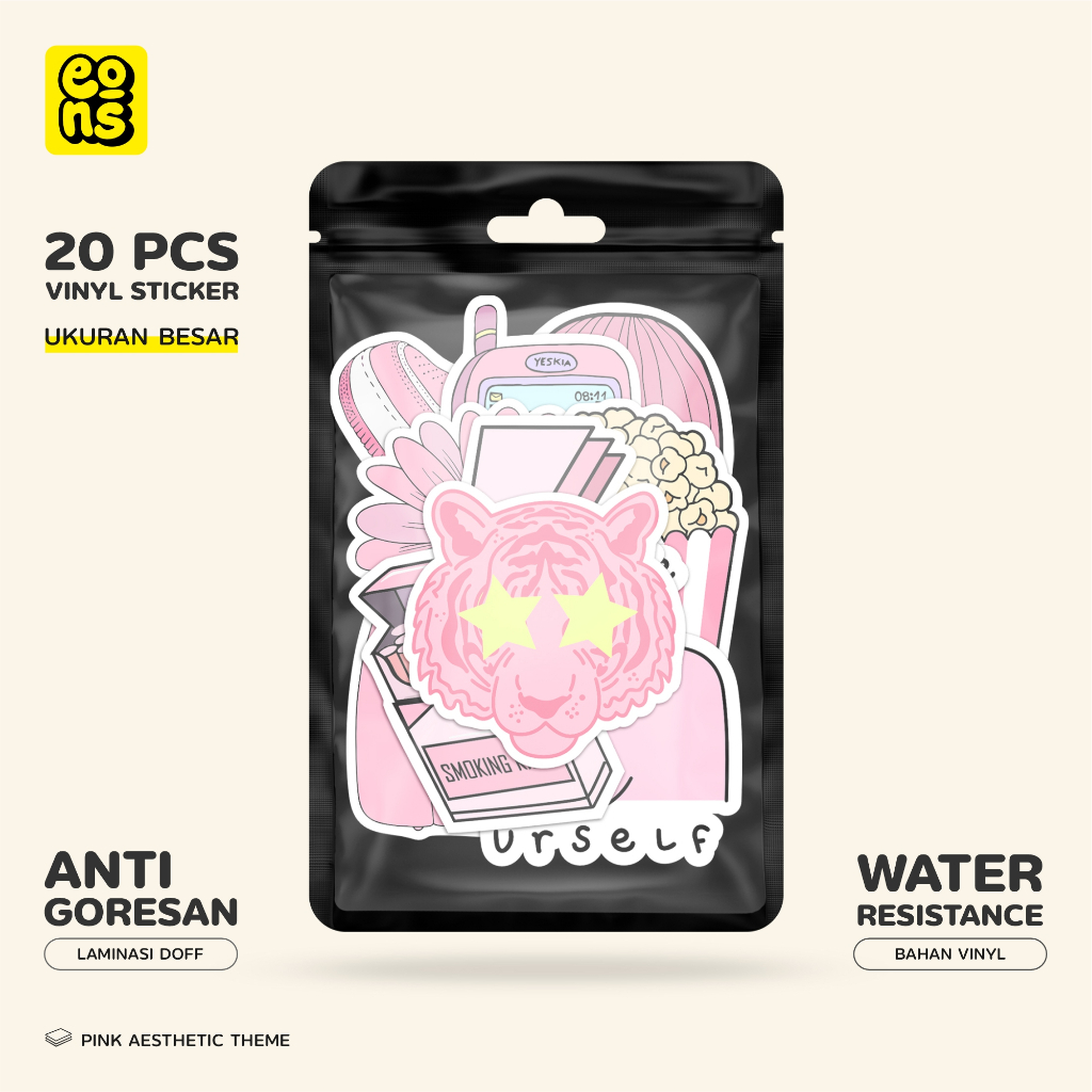 Jual Stiker Pack FASHION PINK DIE CUT Waterproof Aesthetic- untuk ...