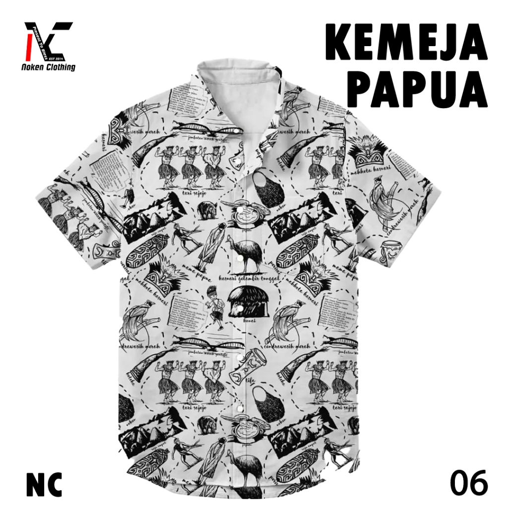 Jual KEMEJA PAPUA HITAM PUTIH-NC06 PRIA DAN WANITA ANAK & DEWASA NOKEN ...
