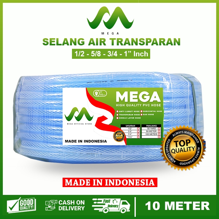 Jual Selang Air 10 Meter 1/2 5/8 3/4 1 Inch Selang Benang Transaparan Selang Cuci Motor Cuci ...