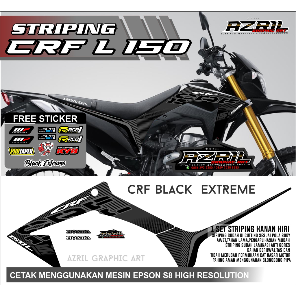 Jual Striping Honda CRF Hitam variasi Abu abu Extreme | Shopee Indonesia