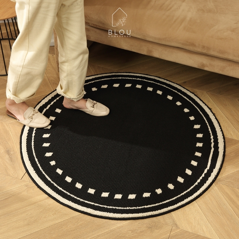 Jual Blou Karpet Bulat Premium Monochrome Hitam Putih High Quality ...