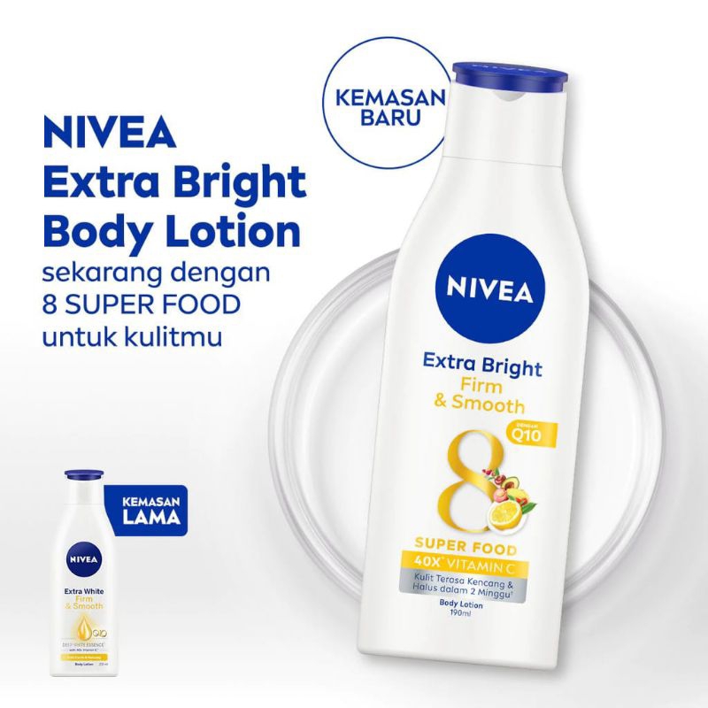 Jual Nivea Lotion Extra Bright Firm & Smooth 190ml | Shopee Indonesia