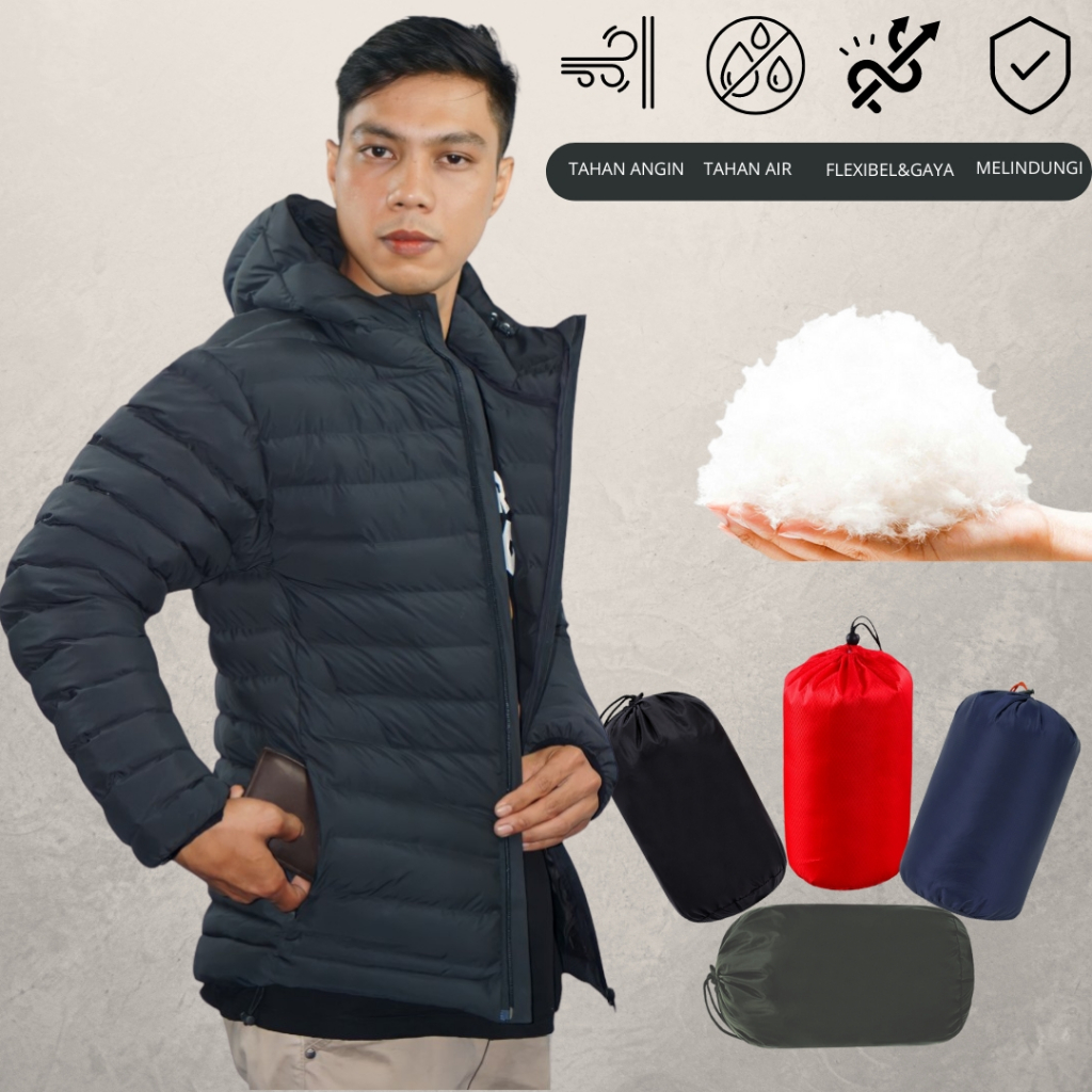 Jual Jaket Gelembung Outdoor Pria Wanita Puffer Tebal Dacron Touring Hiking Casual Anti Angin ...