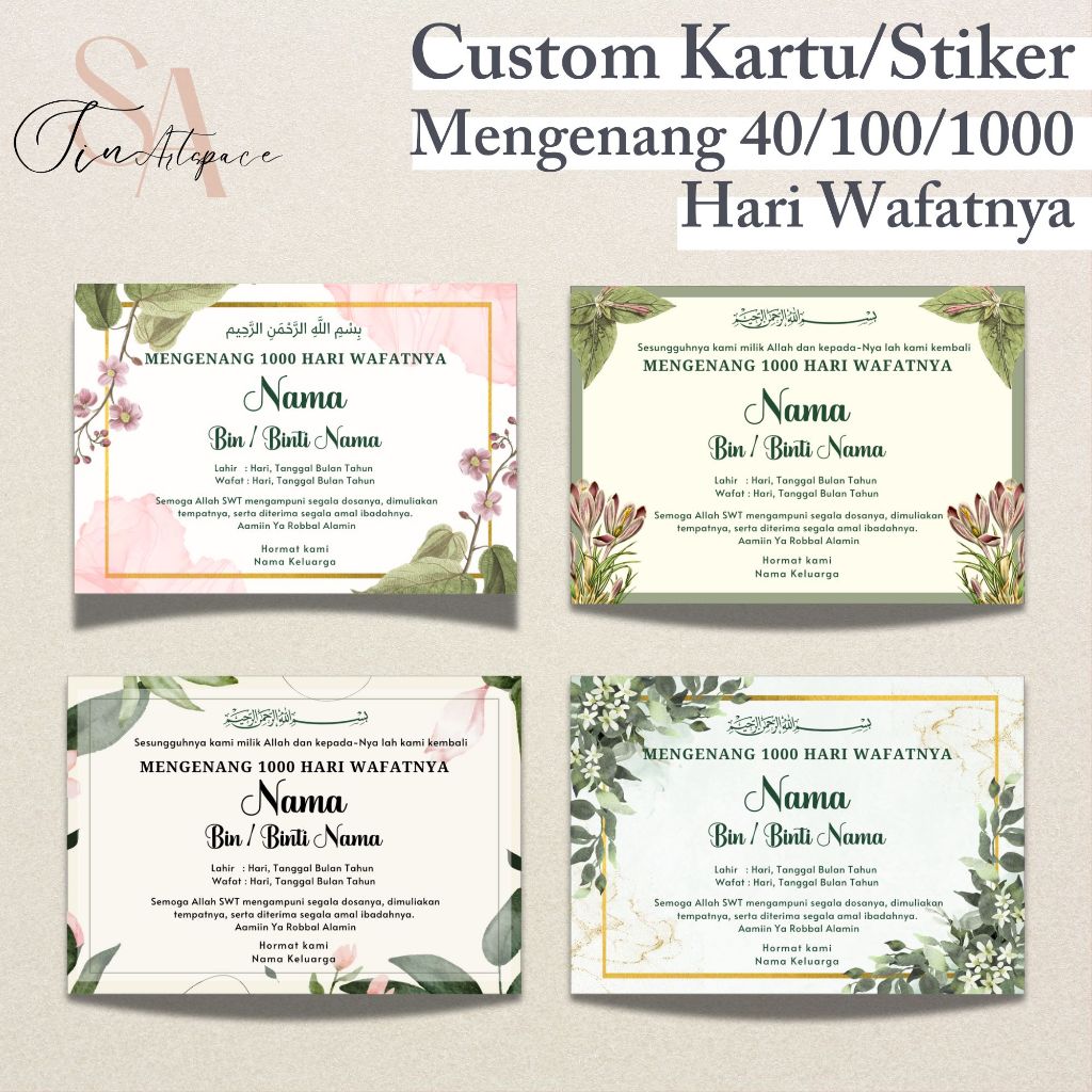 Jual Cetak Kartu/Stiker Mengenang 40/100/1000 Hari Wafatnya, Stiker ... Jual Cetak Kartu/Stiker Mengenang 40/100/1000 Hari Wafatnya, Stiker ...