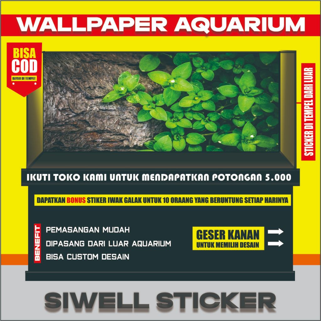 Jual sticker aquarium background, motif natu rumput S3 | Shopee Indonesia