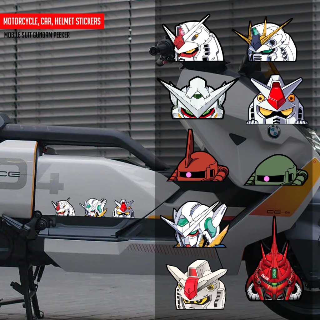 Jual Sticker Anime Gundam Peeker Helm Motor Mobil vespa nmax pcx ...