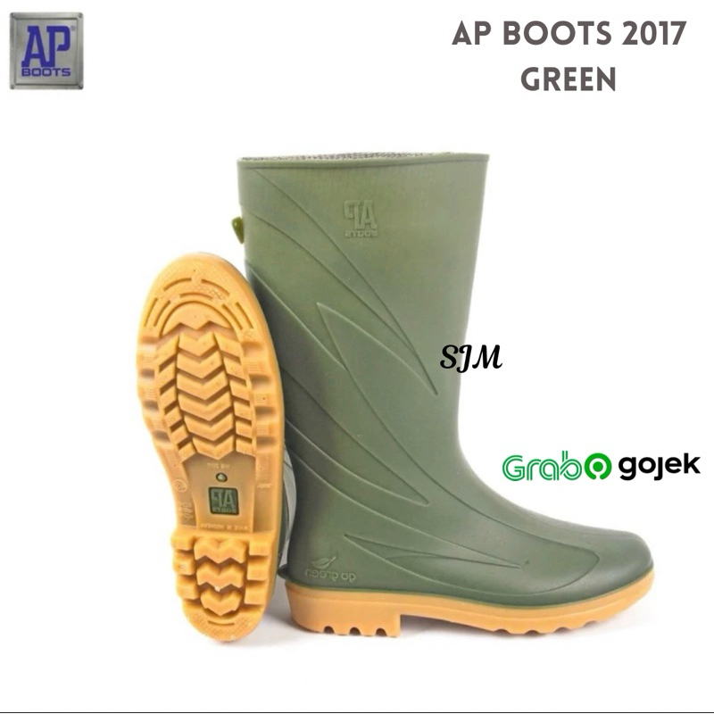 Jual Sepatu Boots AP 2017 Hijau Karet Tinggi Safety ORIGINAL | Shopee ...