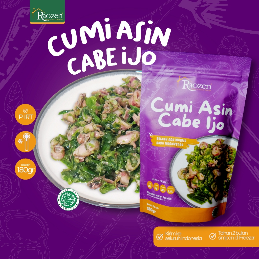 Jual Raozen Cumi Asin Cabe Ijo Full - Cumi Sambal Cabe Ijo Pedas Dengan ...