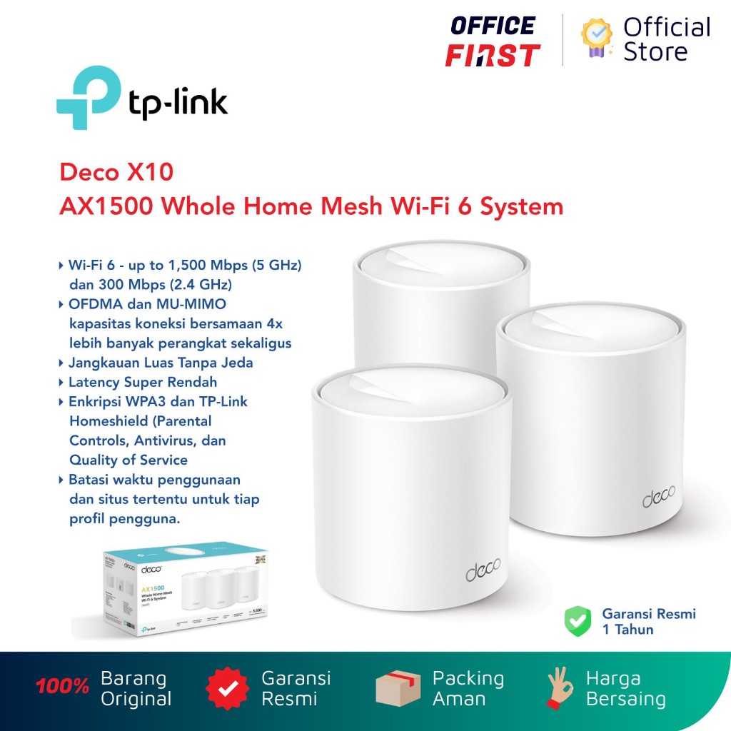 Jual TP-Link Deco X10 AX1500 Whole Home Mesh Wi-Fi 6 System - 1 2 3 ...