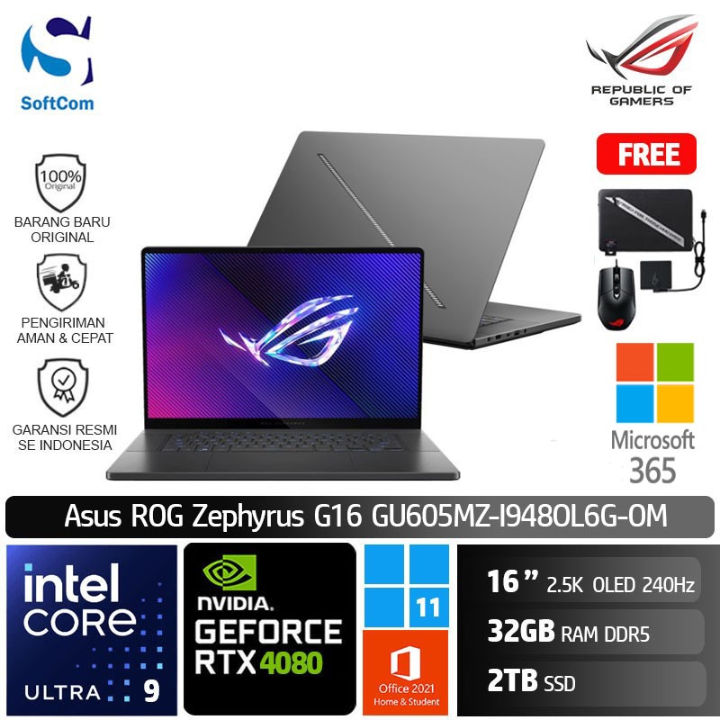 Jual Asus ROG GU605MZ I948OL6G OM Ultra 9 185H/32GB/2TB/RTX4080/16" 2 ...