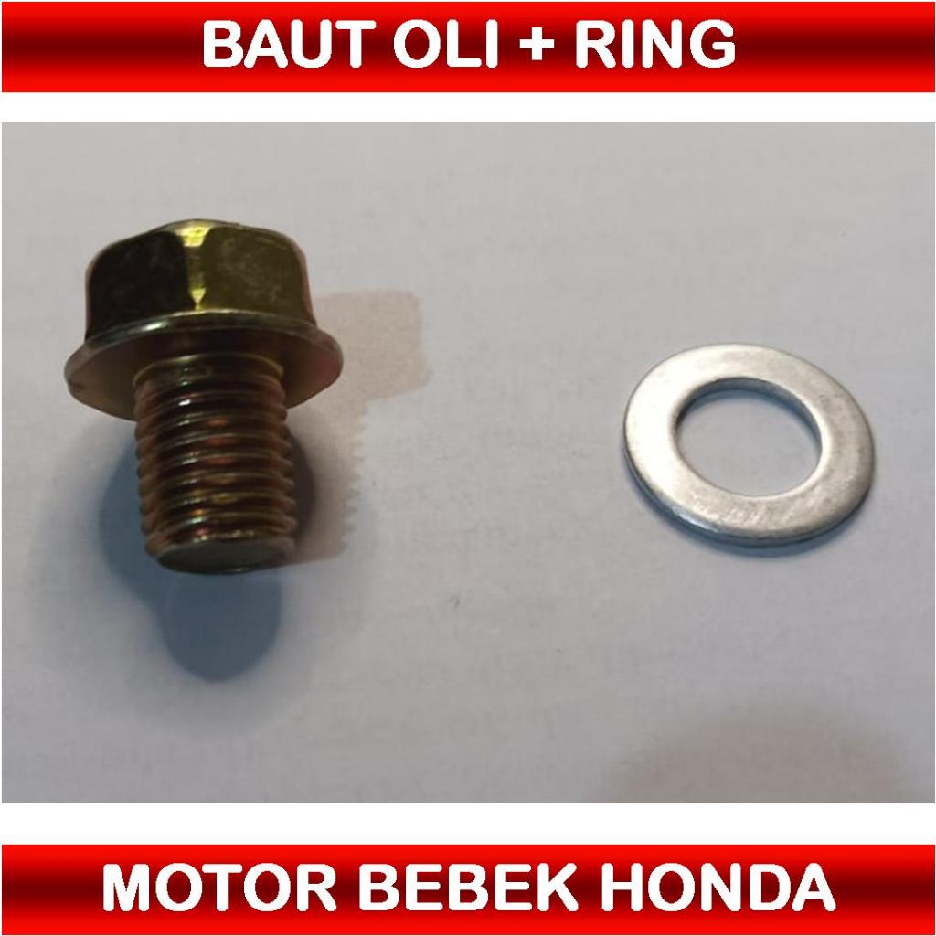 Jual Baut Oli Plus Ring Motor Bebek Honda ukuran standart Supra X, Fit ...