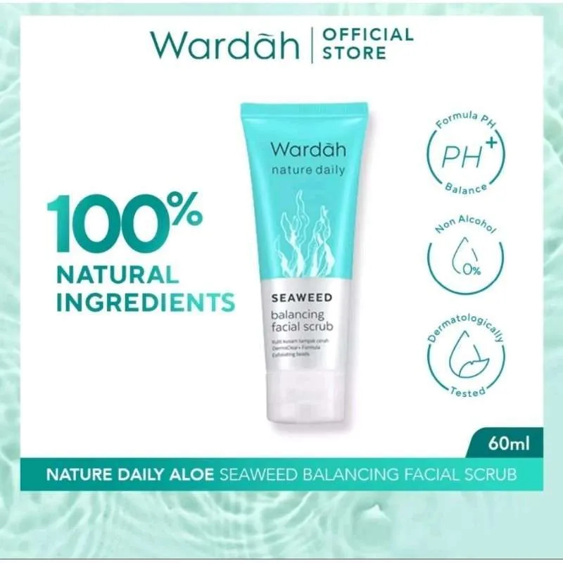 Jual WARDAH NATURE DAILY SEAWEED BALANCING FACIAL SCRUB 60ML | Shopee ...