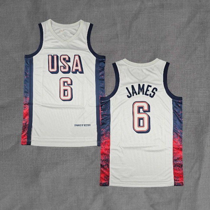 Jual HEATPRESS Baju Jersey Basket Lebron James USA 2024 Basketball Team ...
