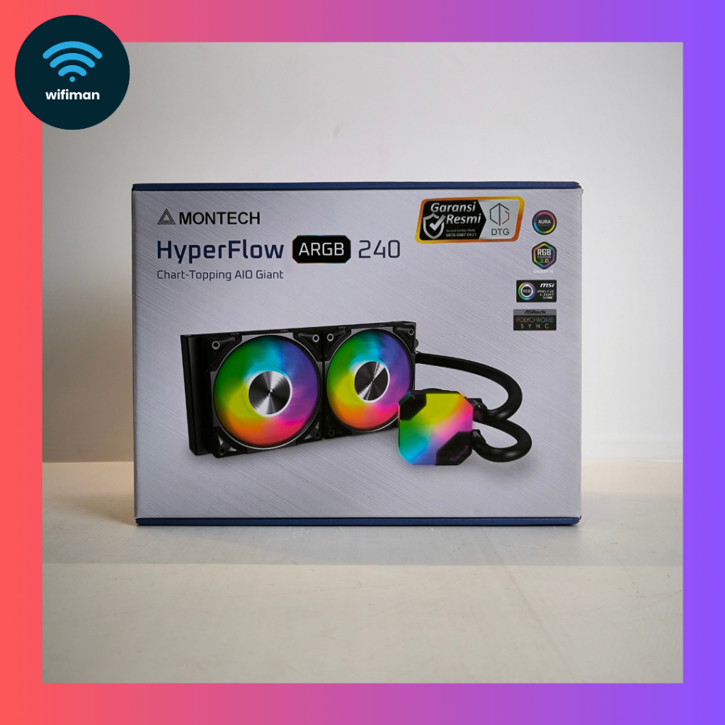 Jual Montech HyperFlow ARGB 240 AIO Black - 240mm Liquid Cooler CPU Intel 1700 AMD AM5 Hitam ...