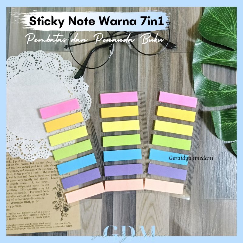 Jual Sticky Note Warna 7in1 Pembatas dan Penanda Buku | Shopee Indonesia