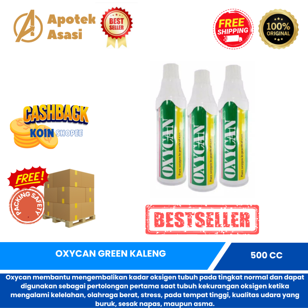 Jual Oxycan Green Kaleng 500 cc - Oxygen / Oksigen Portable | Shopee Indonesia
