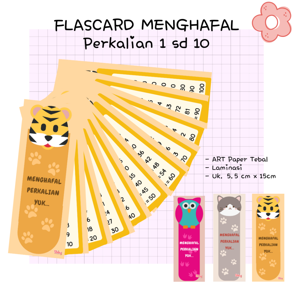 Jual Flash Card Kartu Tabel Matematika Perkalian 1 sampai 10 Alat Bantu ...