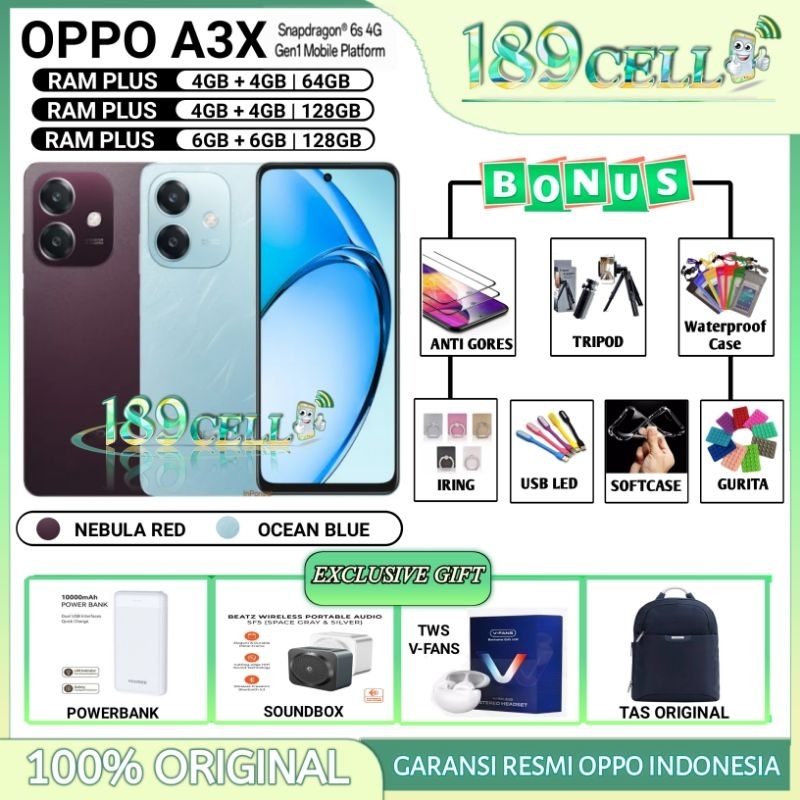 Jual OPPO A3X RAM 4/64 GB | OPPO A 3X RAM 4/128 GB | OPPO A3 X RAM 6/ ...