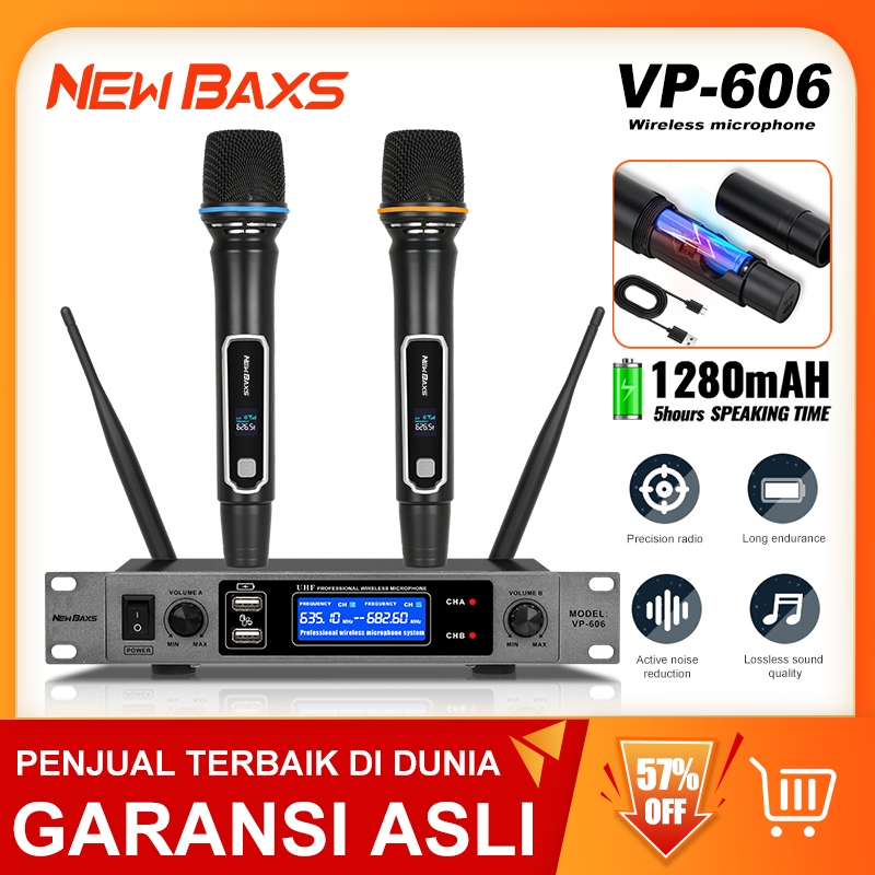 Jual NEW BAXS VP-606 Professional 2-channel Wireless Microphone UHF ...