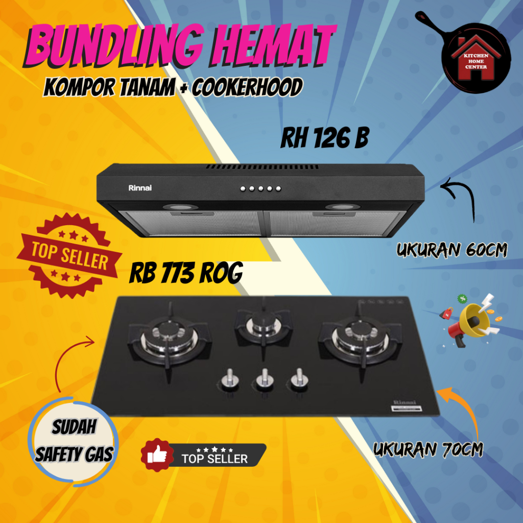 Jual Kompor tanam Rinnai RB 773 ROG + Cooker Hood Rinnai RH 126 B | Shopee Indonesia